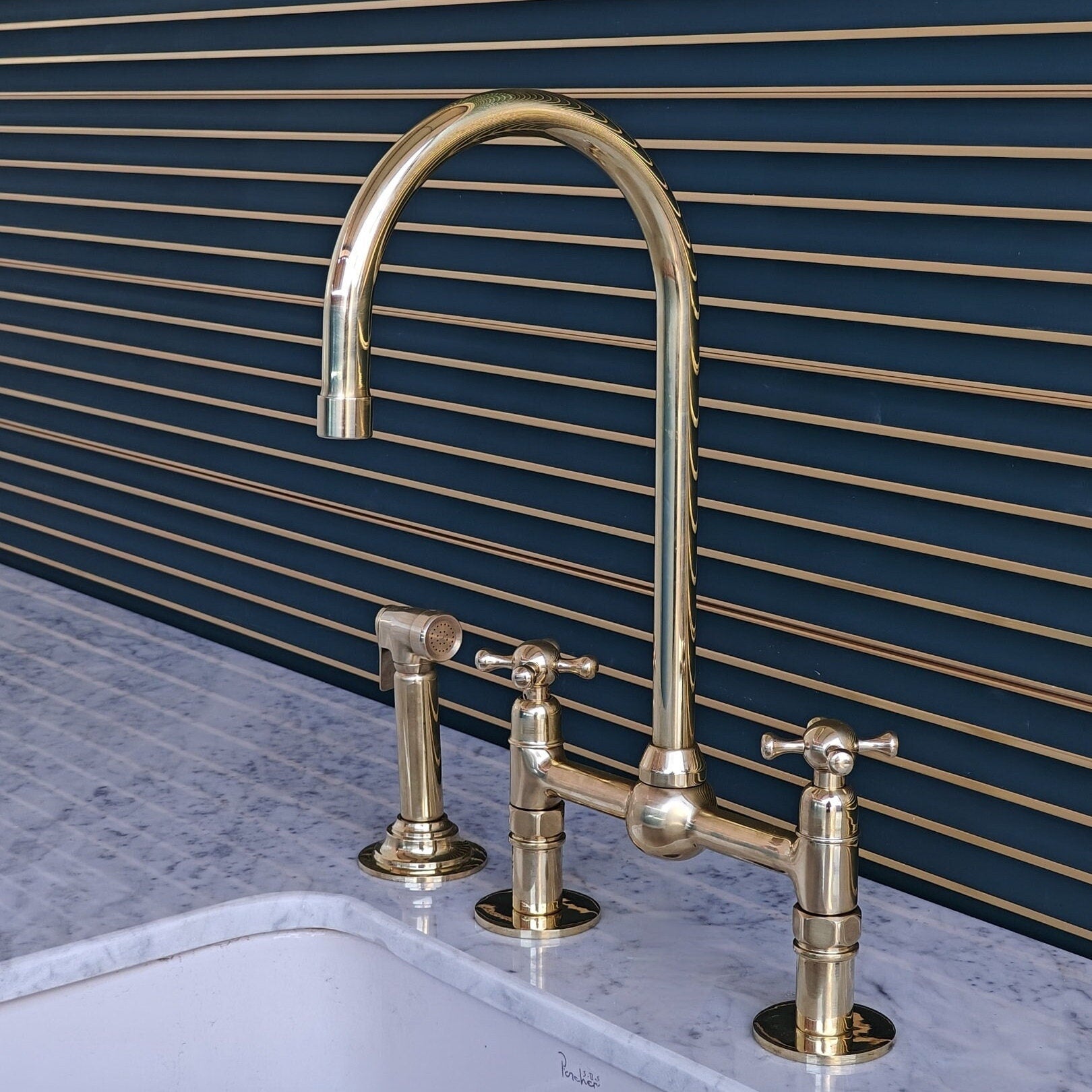 Natural Brass Kitchen Faucets | Unlacuqered Solid Brass Kitchen Faucet ...
