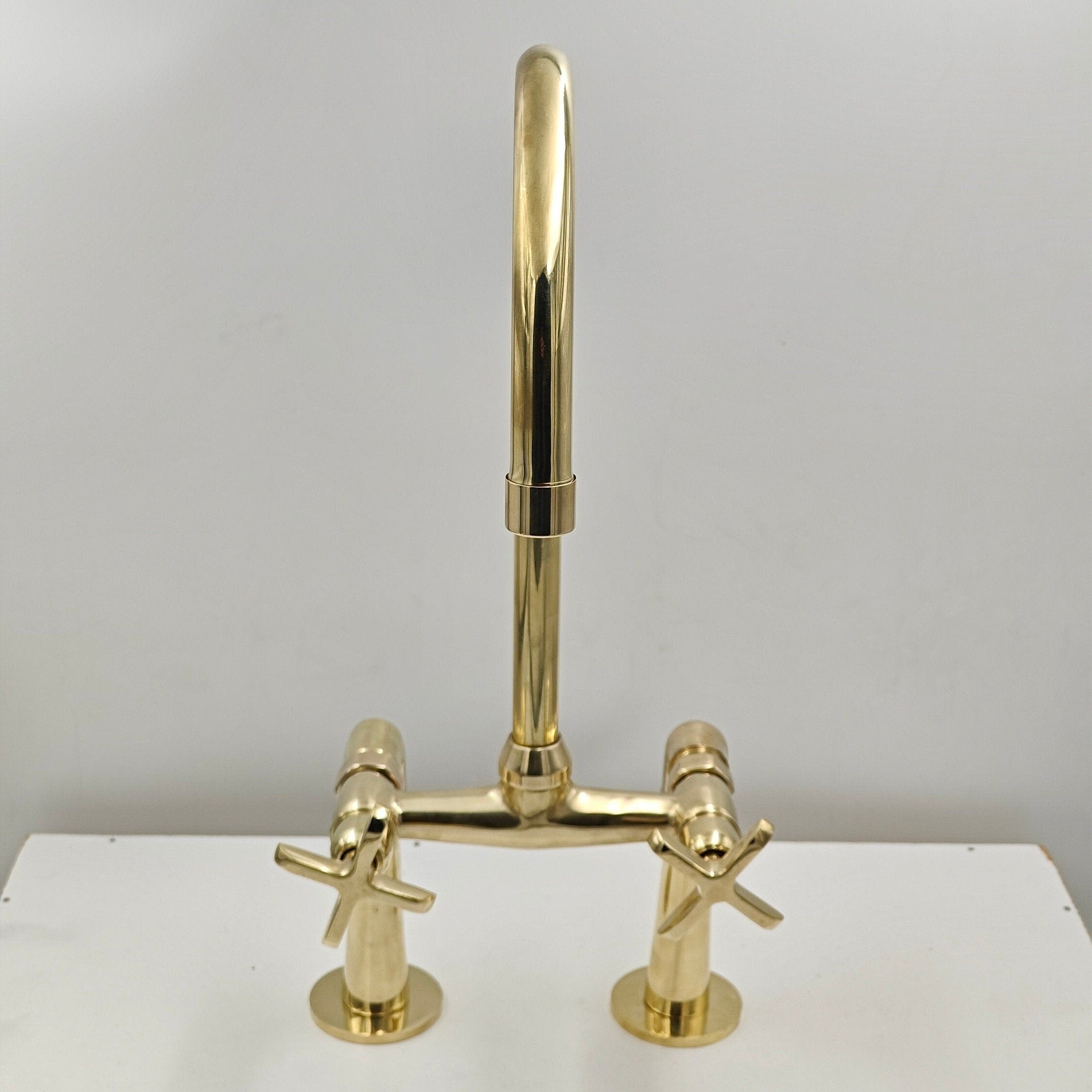 Solid Brass Kitchen Sink Faucet | Unlacquered Brass Kitchen Faucet ...